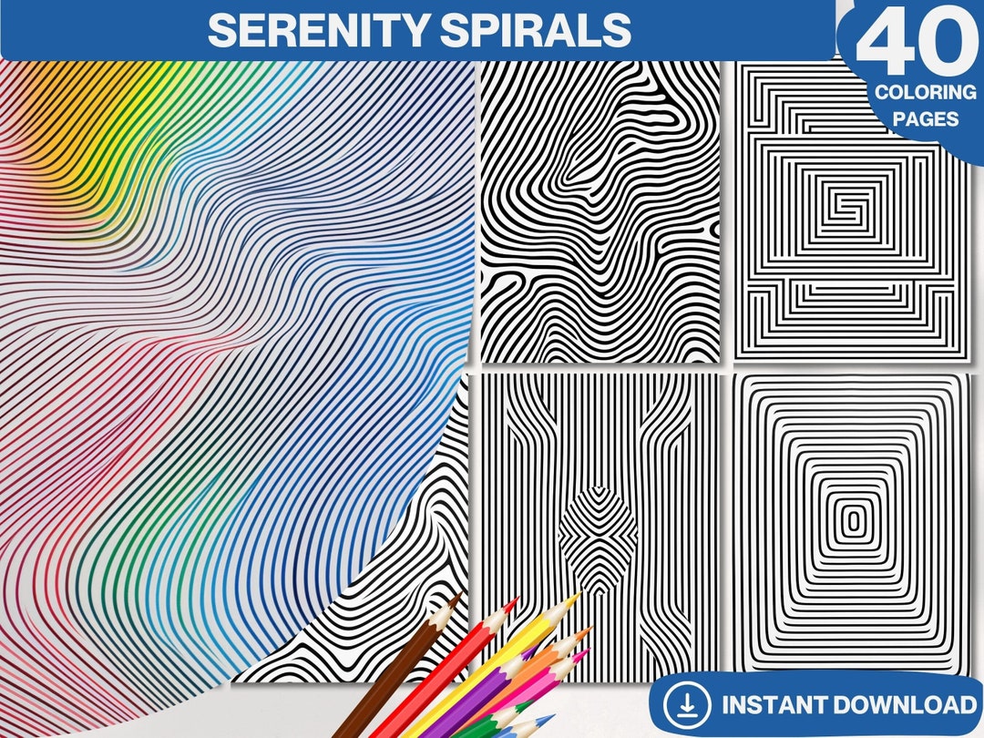 Serenity Spirals Coloring Book, Printable PDF Pages, Simple Stress ...