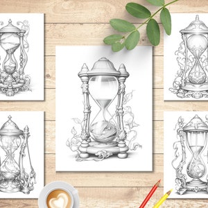 Magical Hourglass Coloring Book: Grayscale Fantasy Art (printable PDF ...