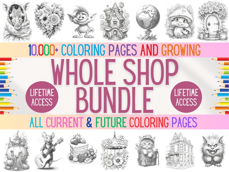 10,000+ Coloring Pages: Whole Shop Bundle for Adults (digital Download ...