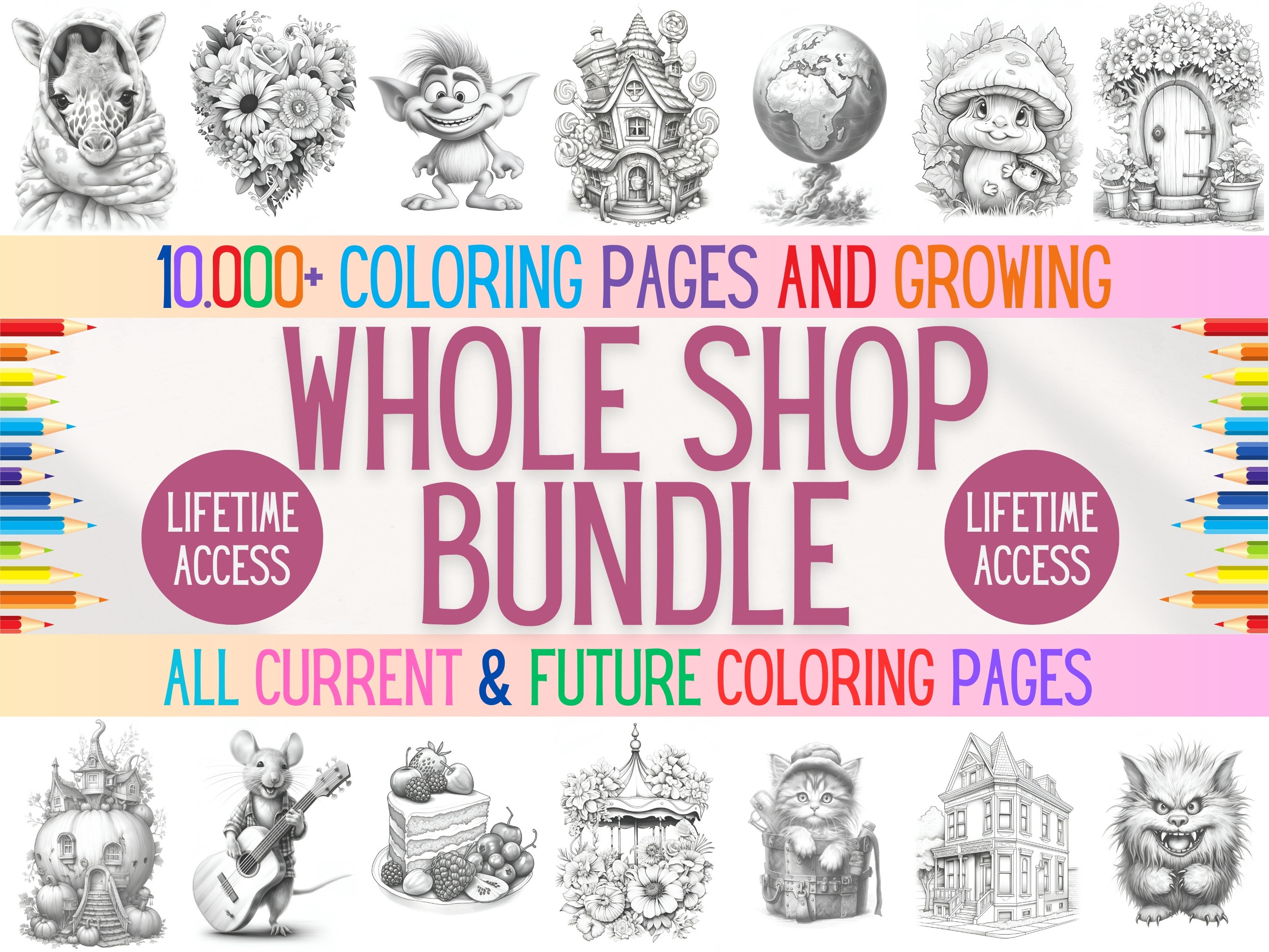 10,000+ Coloring Pages: Whole Shop Bundle for Adults (digital Download ...
