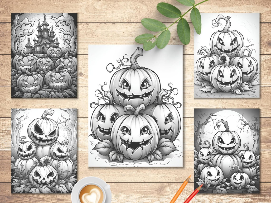 Halloween Pumpkin Coloring Book | 30 Printable Pages (PDF - Etsy