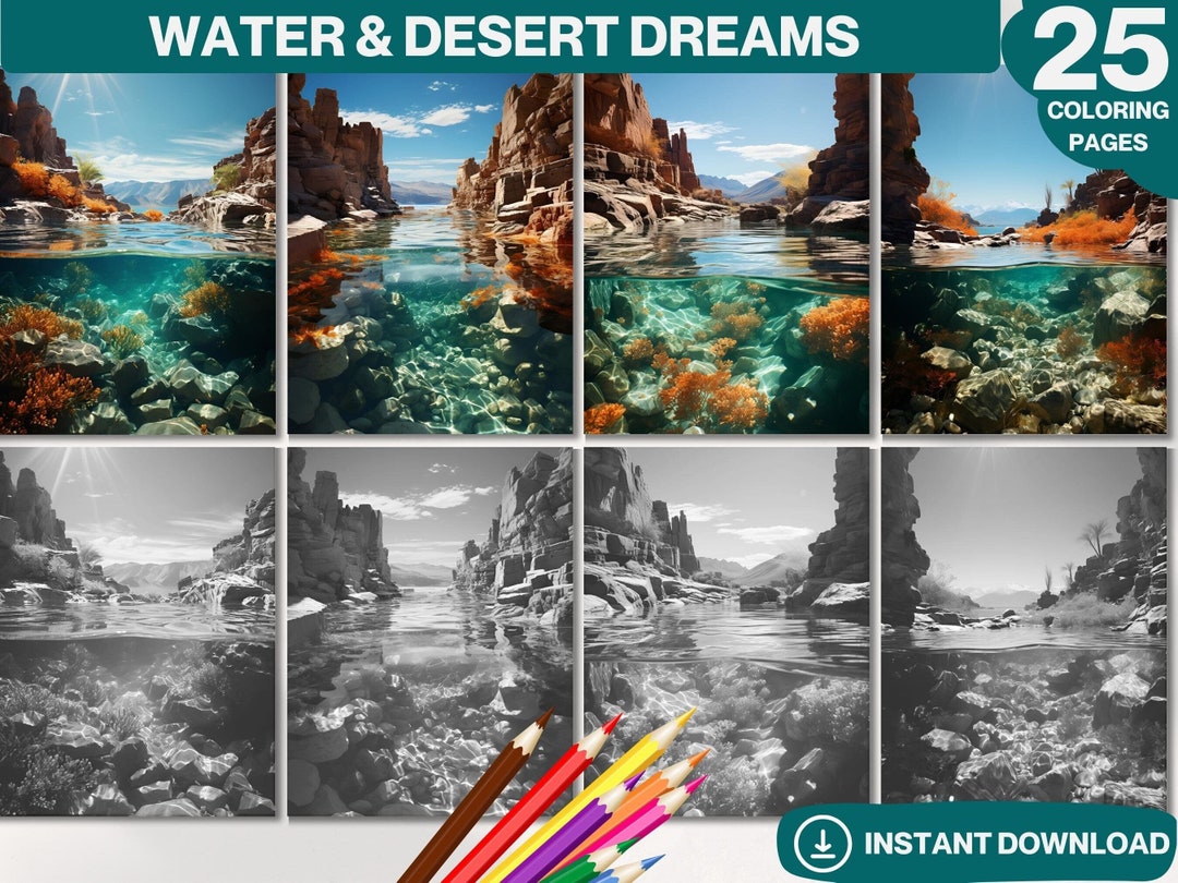 Water & Desert Dreams Coloring | Printable Adult and Kids Coloring ...