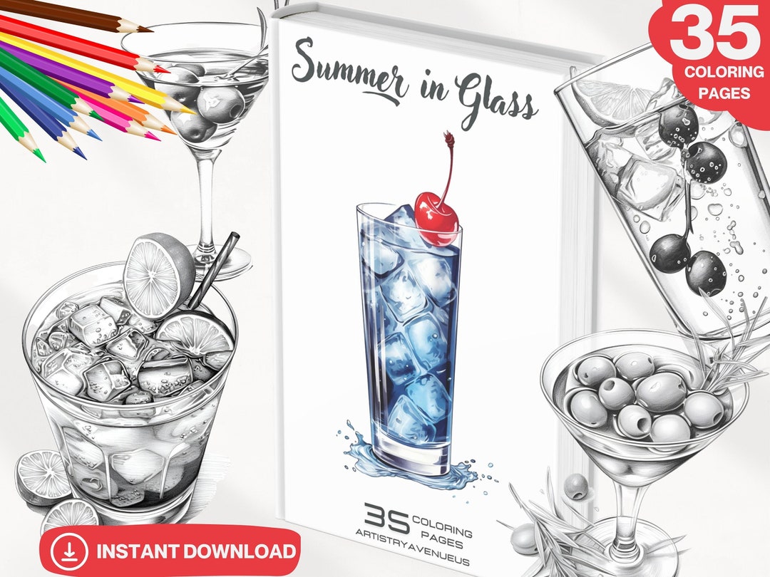 Summer in Glass Coloring Book | Printable Adult Coloring Pages ...