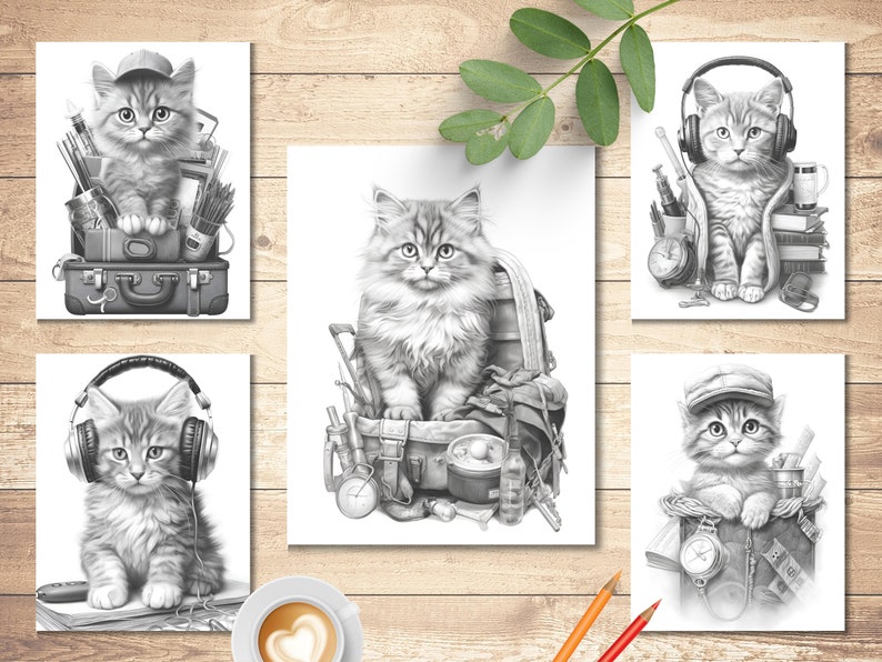 Cute Smarty Cats Coloring Book | Printable Cats Coloring Pages Digital ...