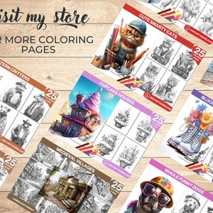 Enchanted Mini House Coloring Book: Grayscale Treehouse (printable PDF ...