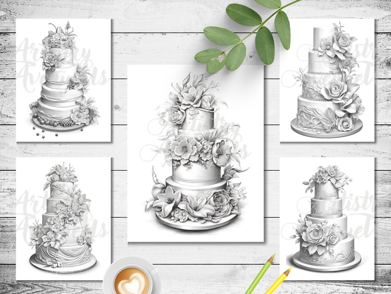 Wedding Cakes Coloring Book Printable Adult and Kid Coloring - Etsy