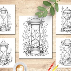Magical Hourglass Coloring Book: Grayscale Fantasy Art (printable PDF ...