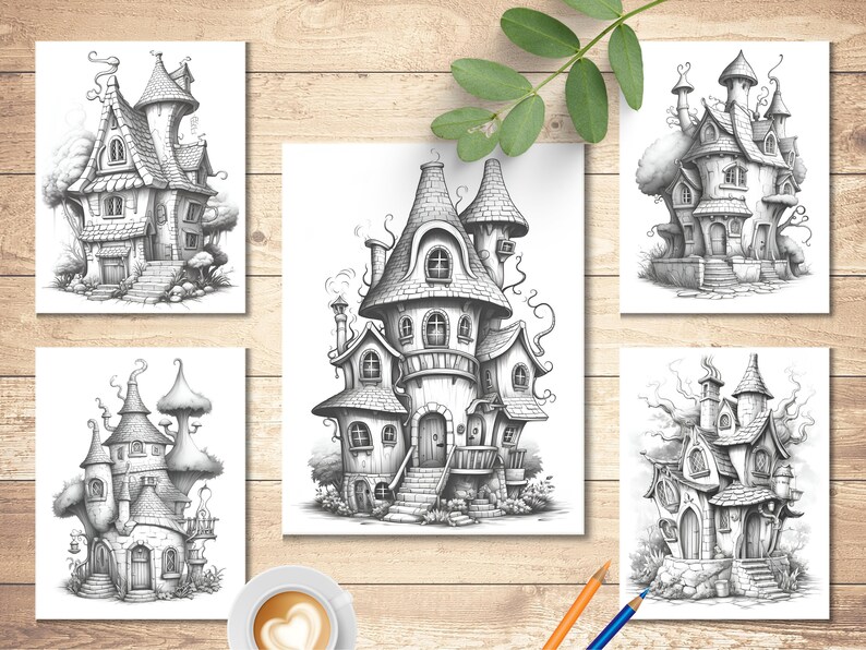 Enchanted Fairy House Coloring Book Adults Kids Coloring - Etsy
