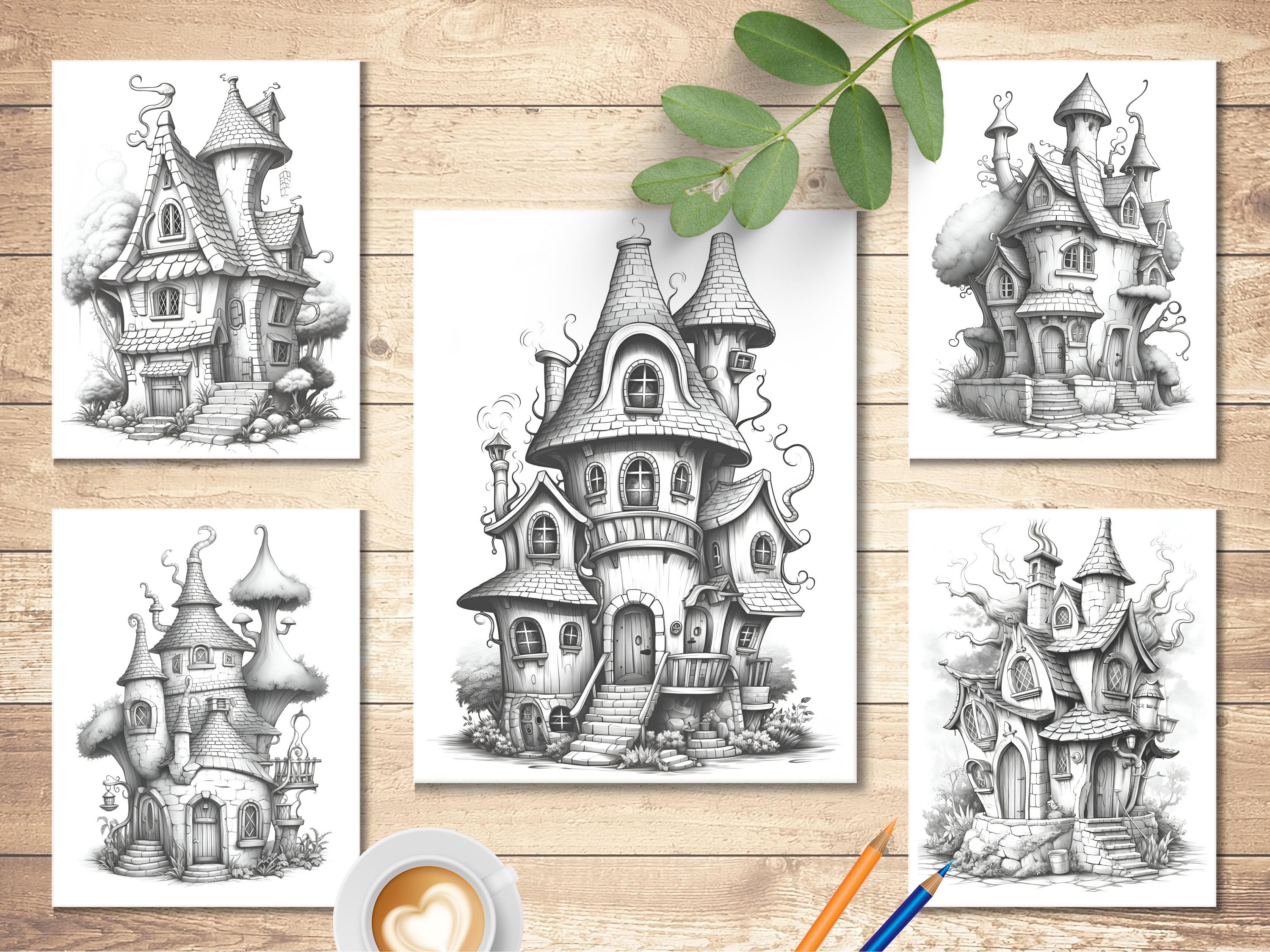 Enchanted Fairy House Coloring Book Adults Kids Coloring - Etsy