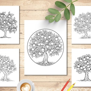 Fruit Tree Coloring Book | Printable Adult and Kid Coloring Pages ...