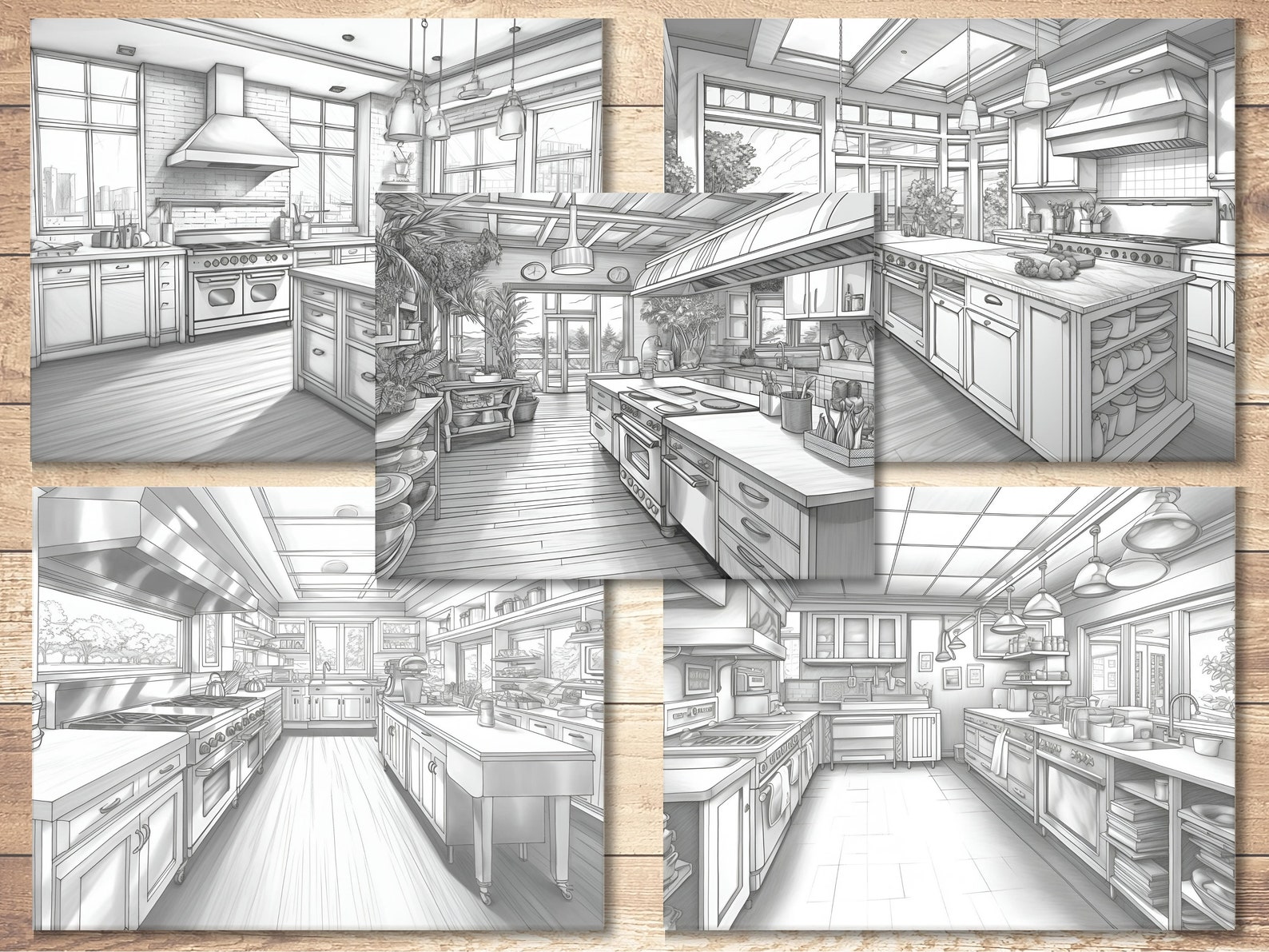 Chef's Kitchen House Interior 2 Coloring Book Printable - Etsy