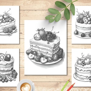 Fruit Cakes Coloring Book | Printable Adult and Kid Coloring Pages ...