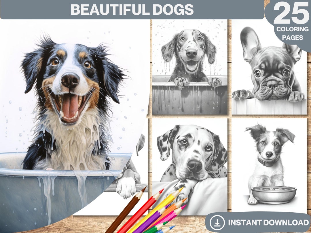 Beautiful Dogs Coloring Books | Dog Coloring Pages for Adults and Kids ...