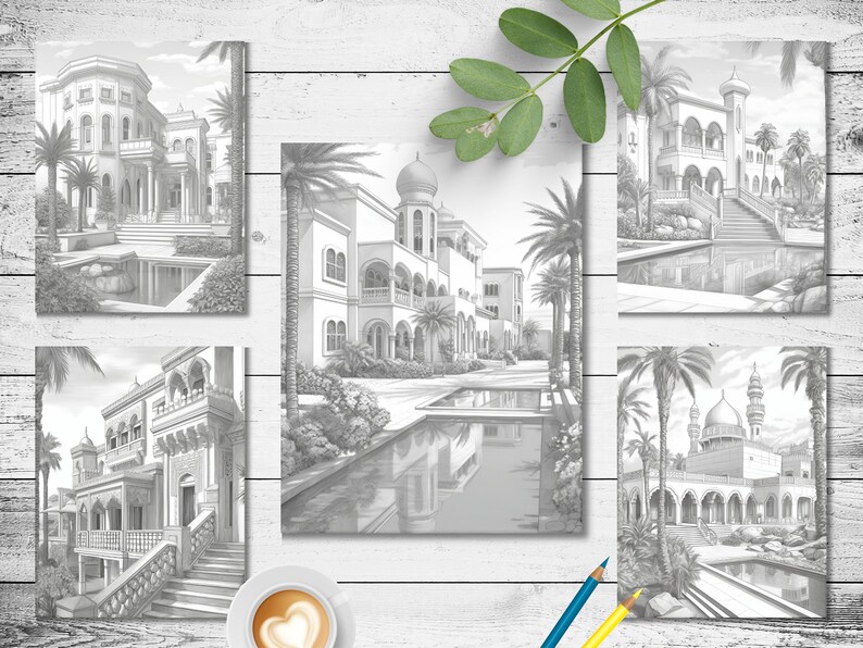 Arabian Villas Coloring Book Printable Adult Kid Coloring - Etsy