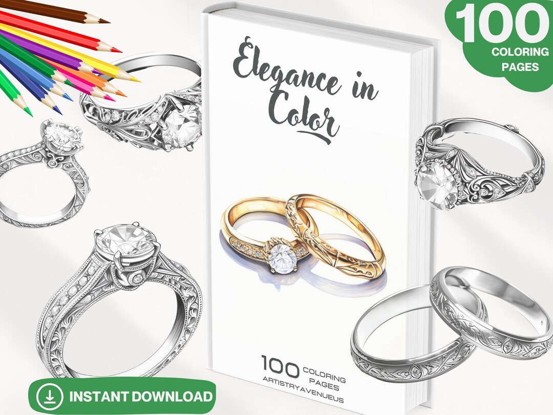 Rings Coloring Book: 100 Trinkets, Treasures, and Flowers (printable ...