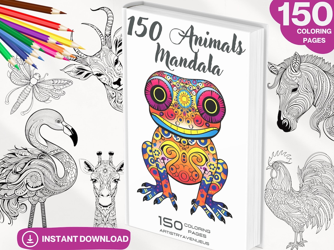 150 Animals Mandala Coloring Book: Stress Relief Art (PDF) - Etsy