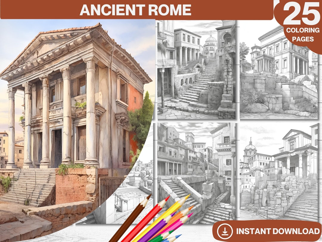 Ancient Rome Coloring Book Printable Adults and Kids - Etsy