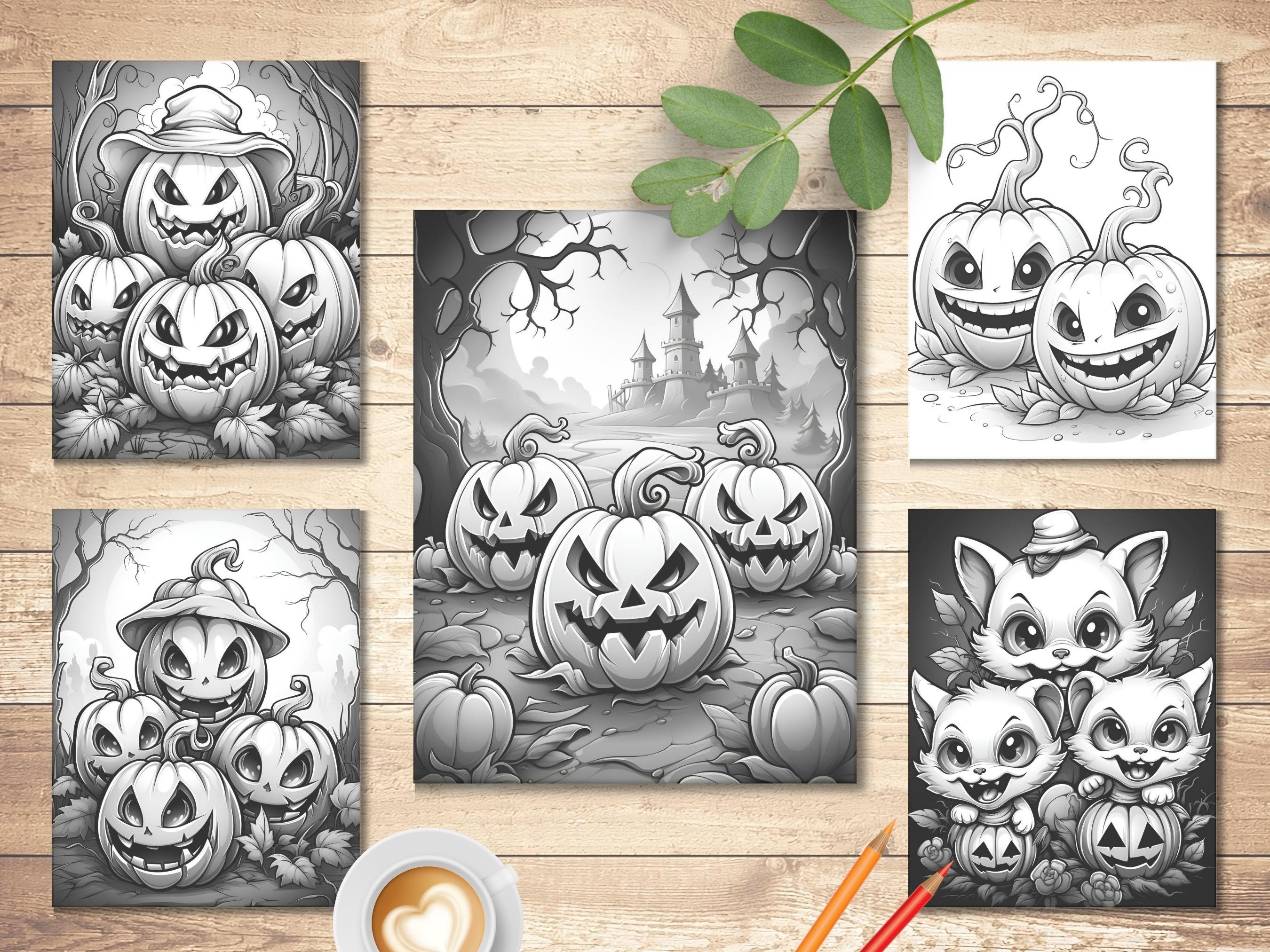 Halloween Pumpkin Coloring Book | 30 Printable Pages (PDF - Etsy