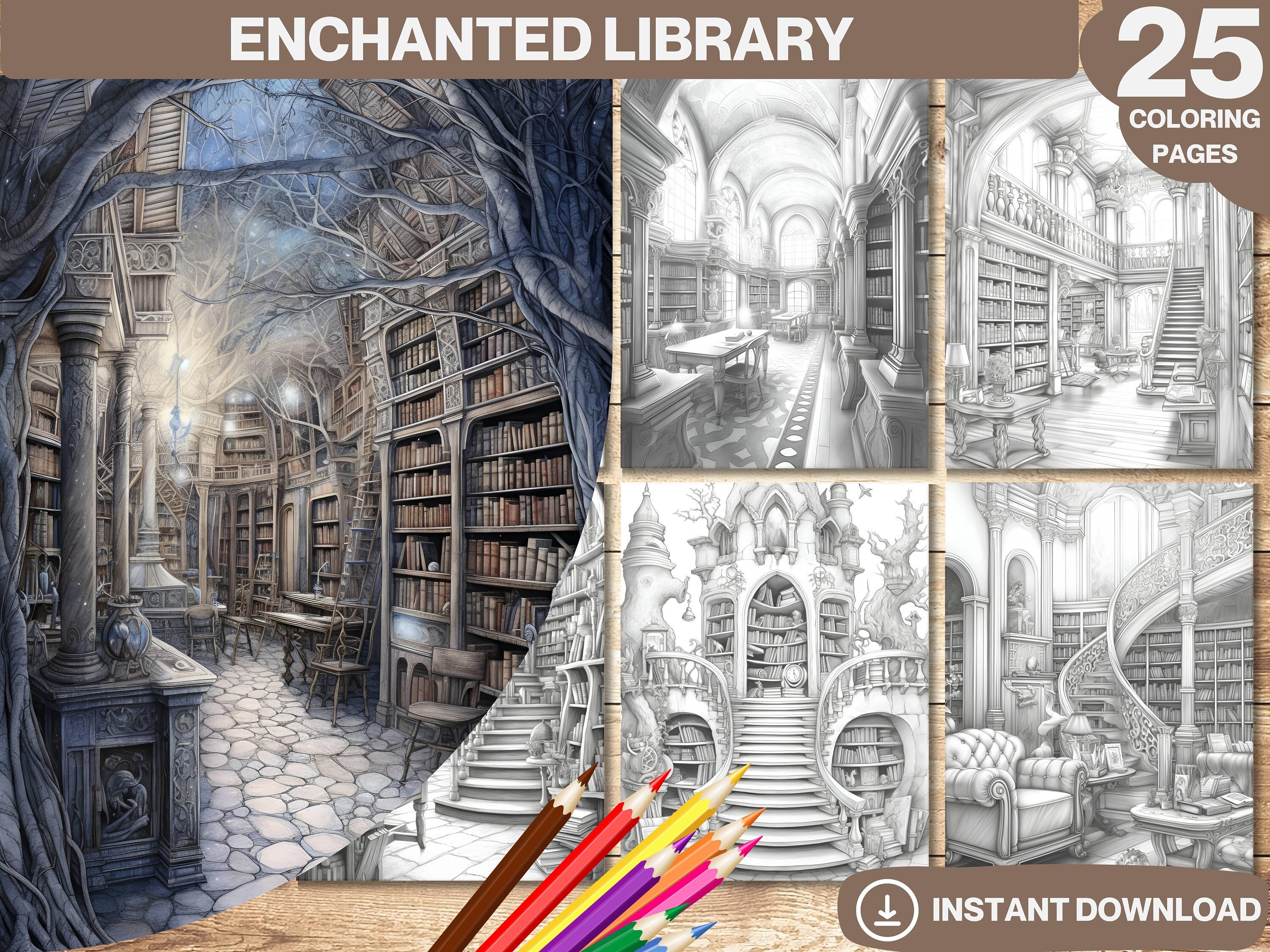 Library Building Coloring Pages