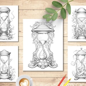 Magical Hourglass Coloring Book: Grayscale Fantasy Art (printable PDF ...