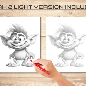 30 Fantasy Cute Troll Coloring Book, Printable Adult Kids Coloring Page ...