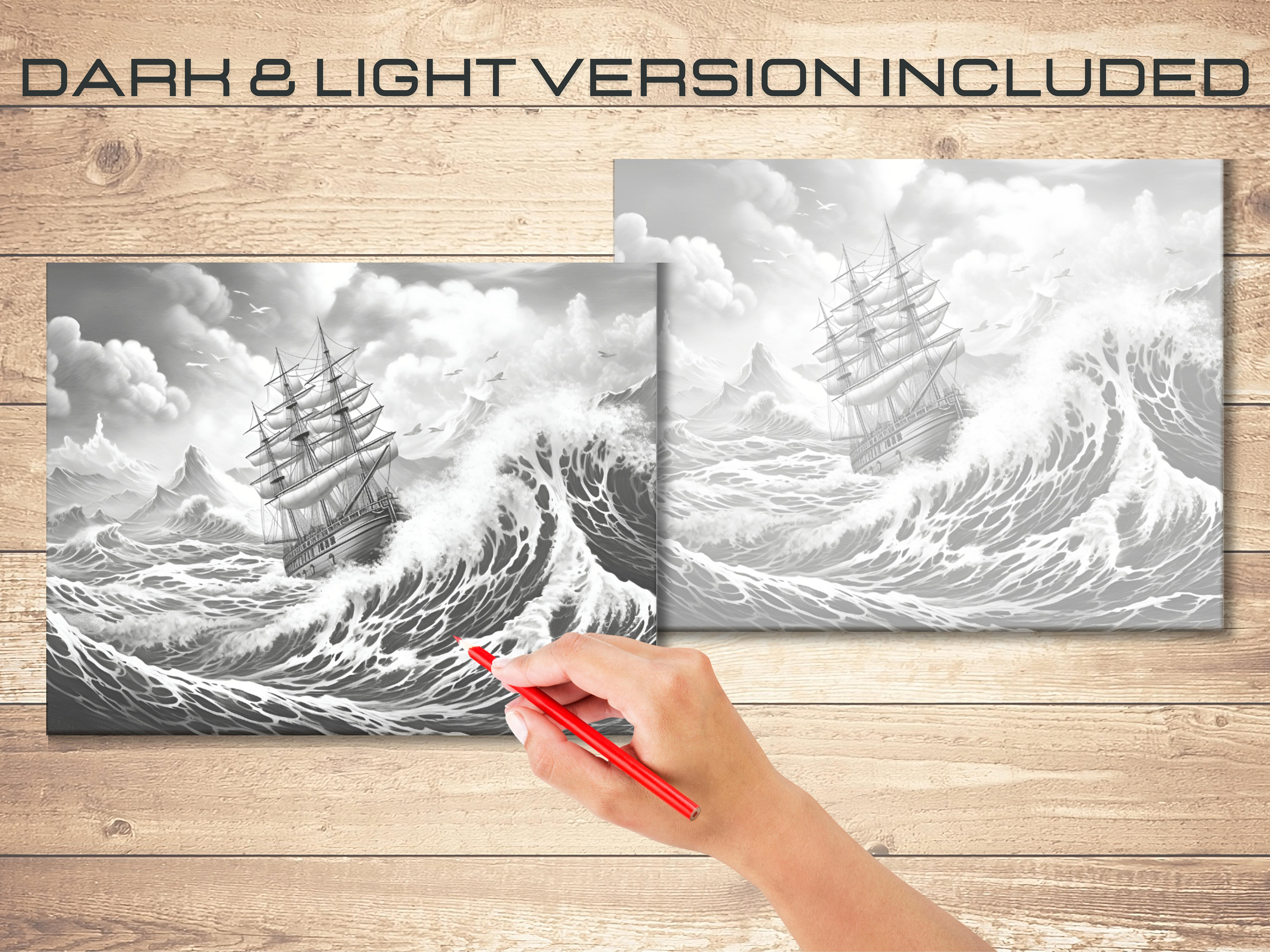 Stormy Sea Coloring Book Printable Adult Lighthouses - Etsy Australia