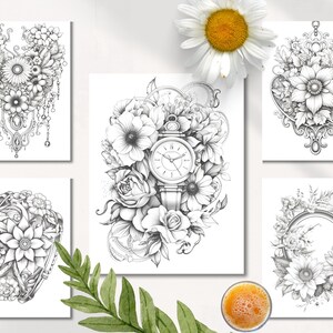 50 Jewelry Floral Coloring Book of Trinkets & Treasures, Flowers ...