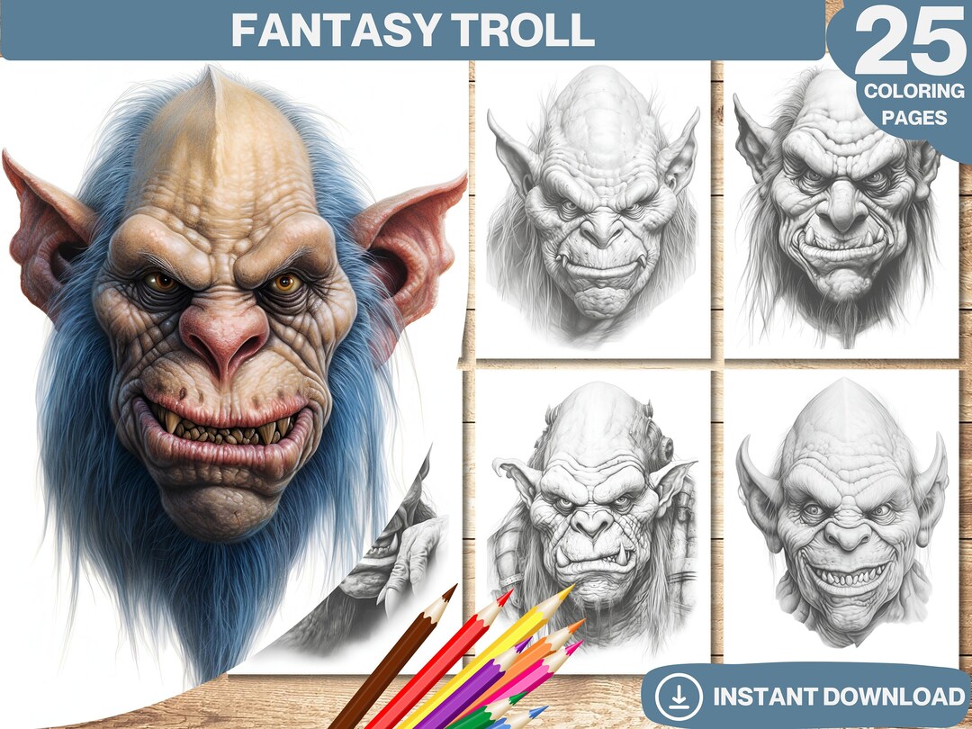 Fantasy Troll Coloring Book | Printable Adult Coloring Pages ...
