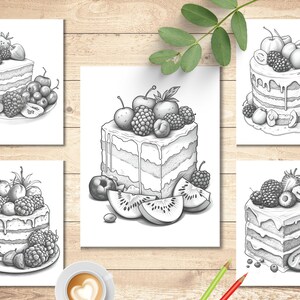 Fruit Cakes Coloring Book | Printable Adult and Kid Coloring Pages ...