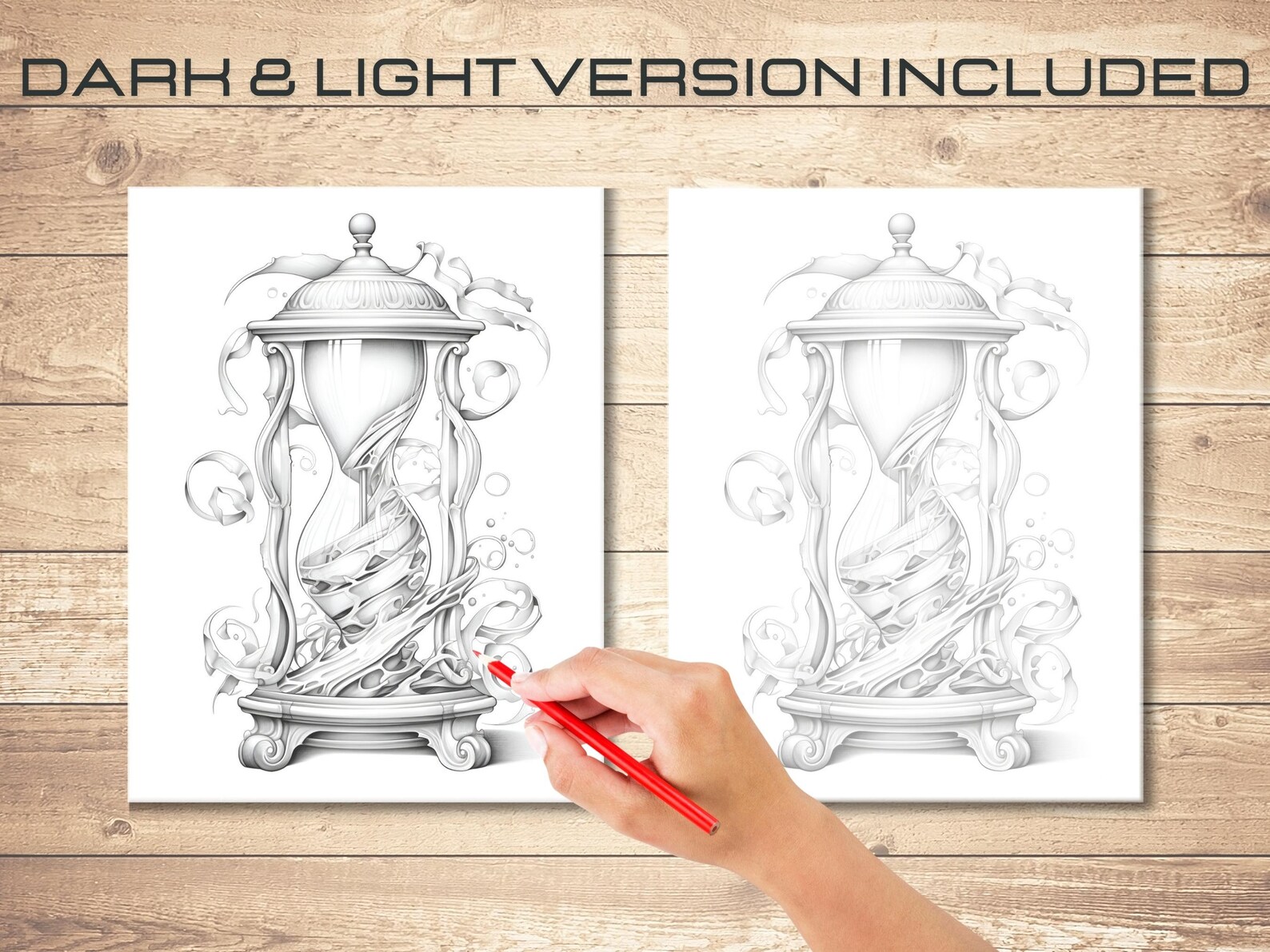 Magical Hourglass Coloring Book: Grayscale Fantasy Art (printable PDF ...