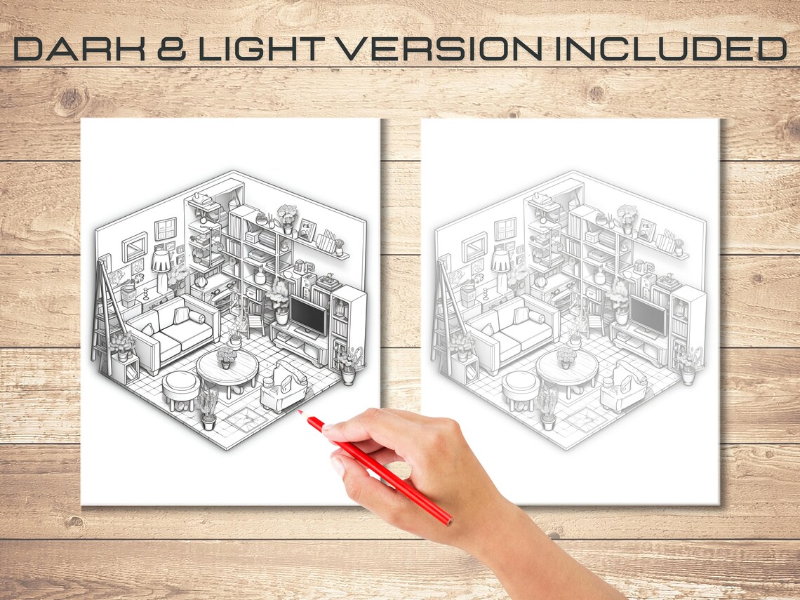 Enchanted Mini House Coloring Book: Grayscale Treehouse (printable PDF ...