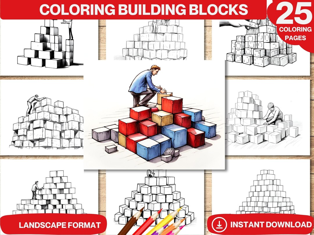 Building Blocks Coloring Book | Printable Adult Coloring Pages ...