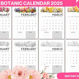 Botanic Calendar 2025 Coloring Book | Adults and Kids Colouring Books ...