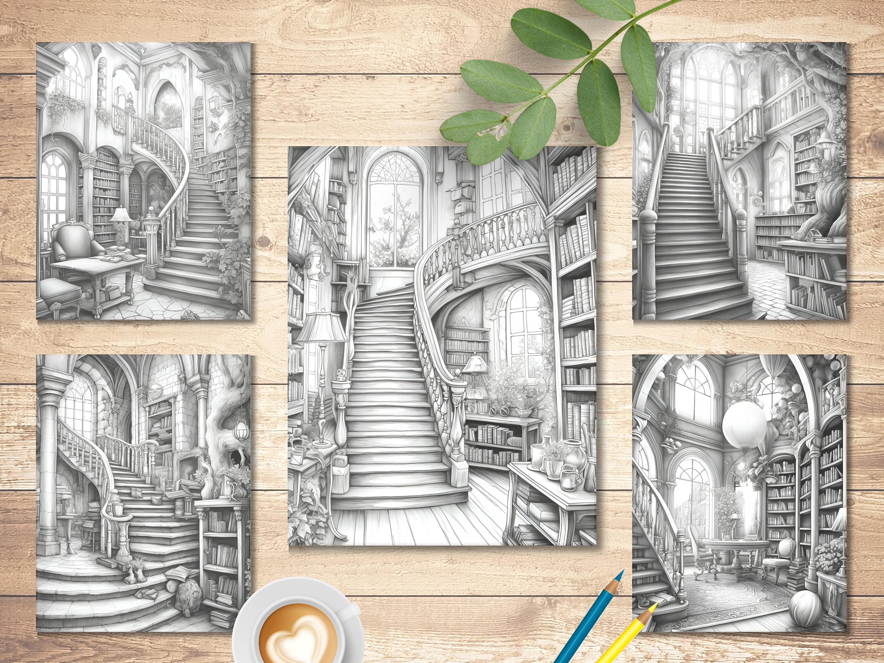 Enchanted Library Coloring Book Adults Coloring Pages - Etsy