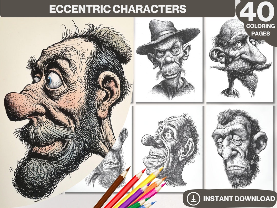 Eccentric Characters Coloring Book | Printable Adult Coloring Pages ...