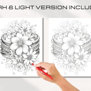 50 Jewelry Floral Coloring Book of Trinkets & Treasures, Flowers ...