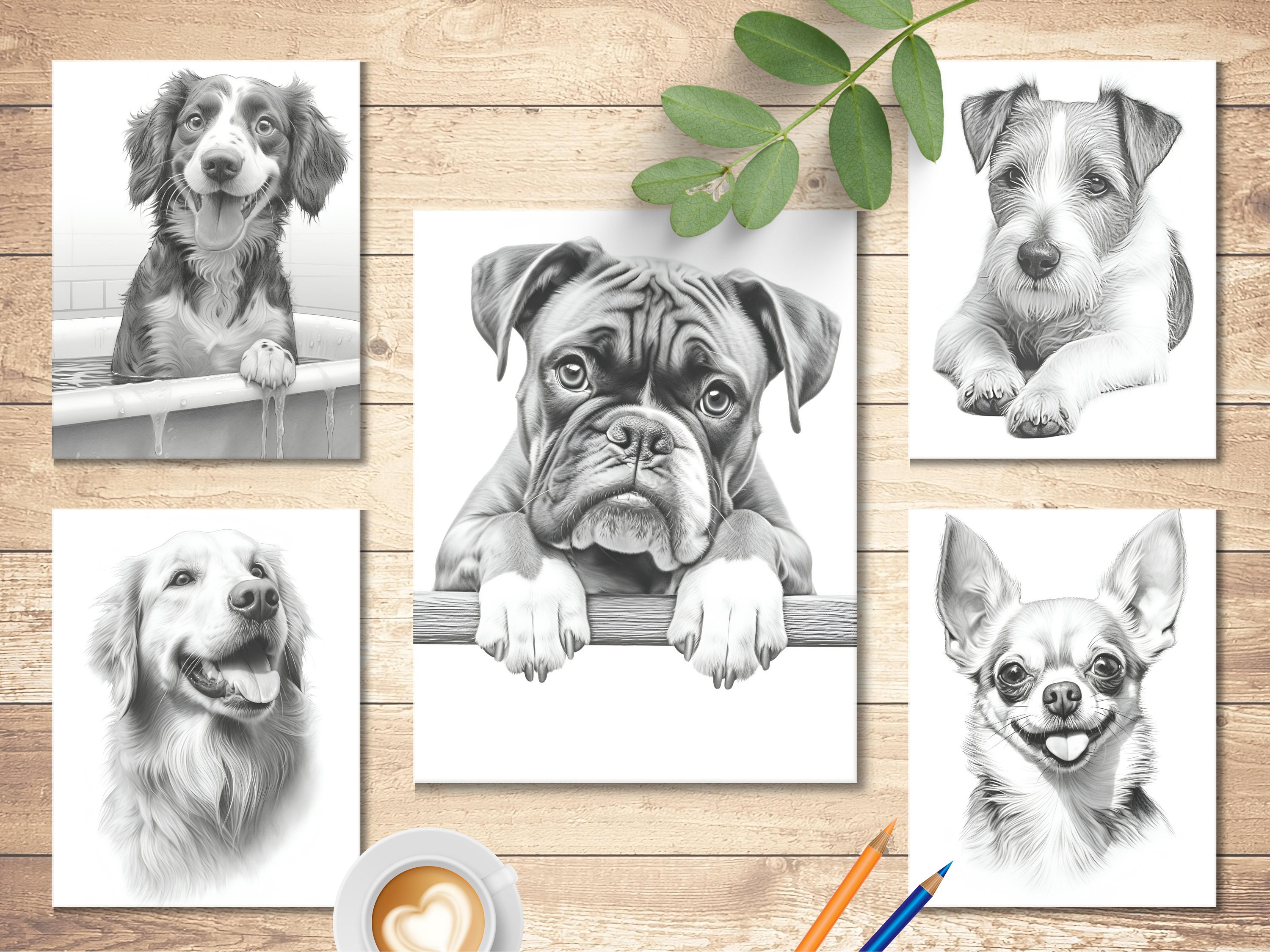 Beautiful Dogs Coloring Books Dog Coloring Pages for Adults - Etsy