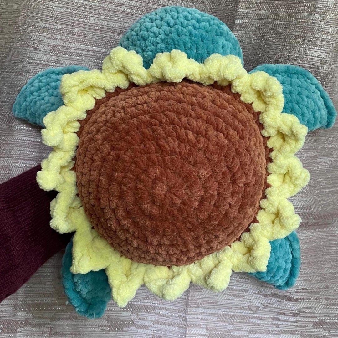Crochet Sunflower Turtle Plushie Amigurumi Stuffed Animal - Etsy
