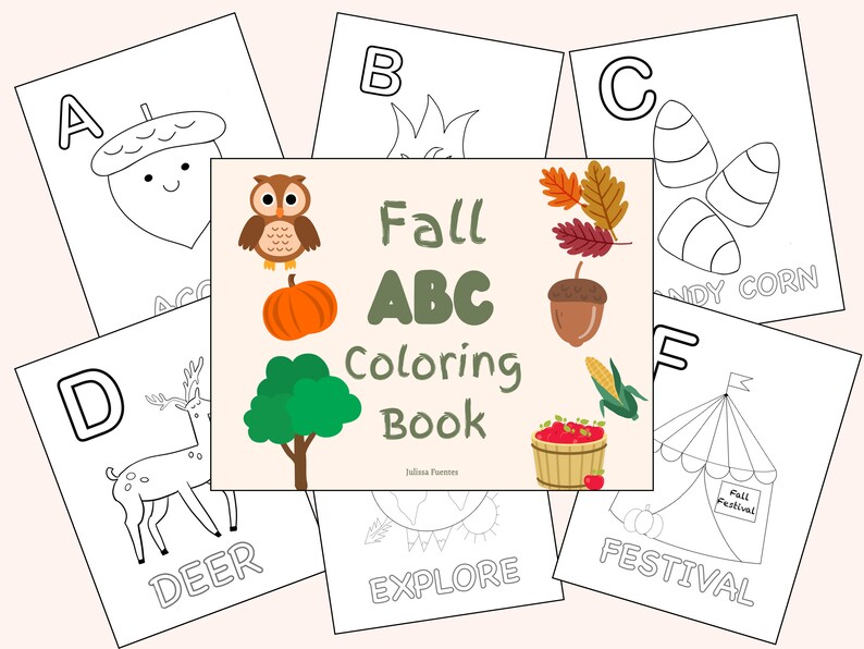 Fall ABC Coloring Book - Etsy