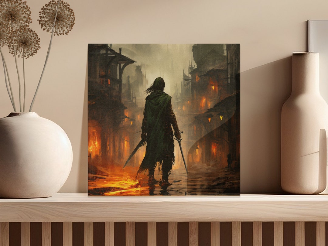 Forgotten Warrior Room Decor Gamer Room Decor Dark Art - Etsy