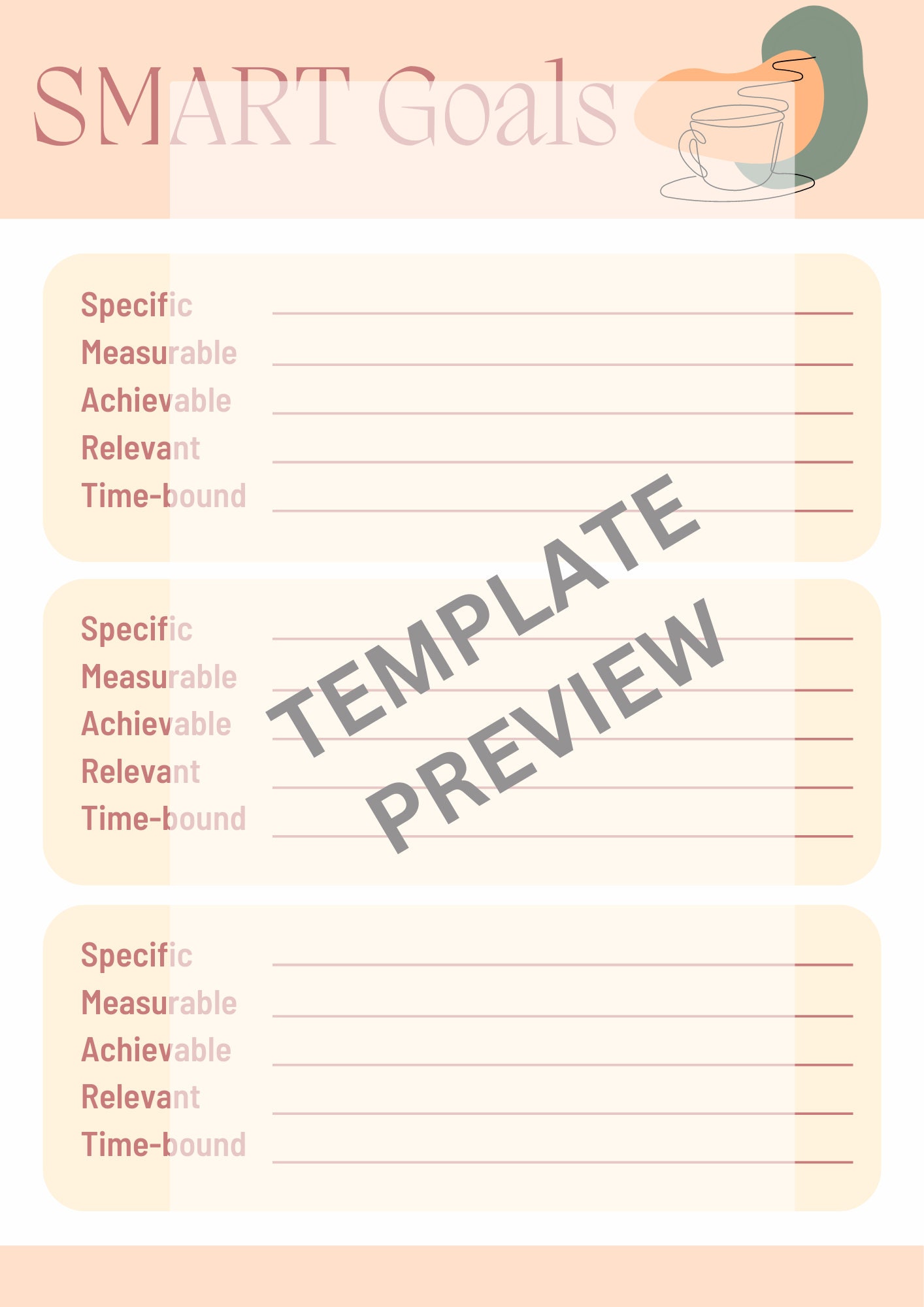 SMART Goal Templates - Etsy