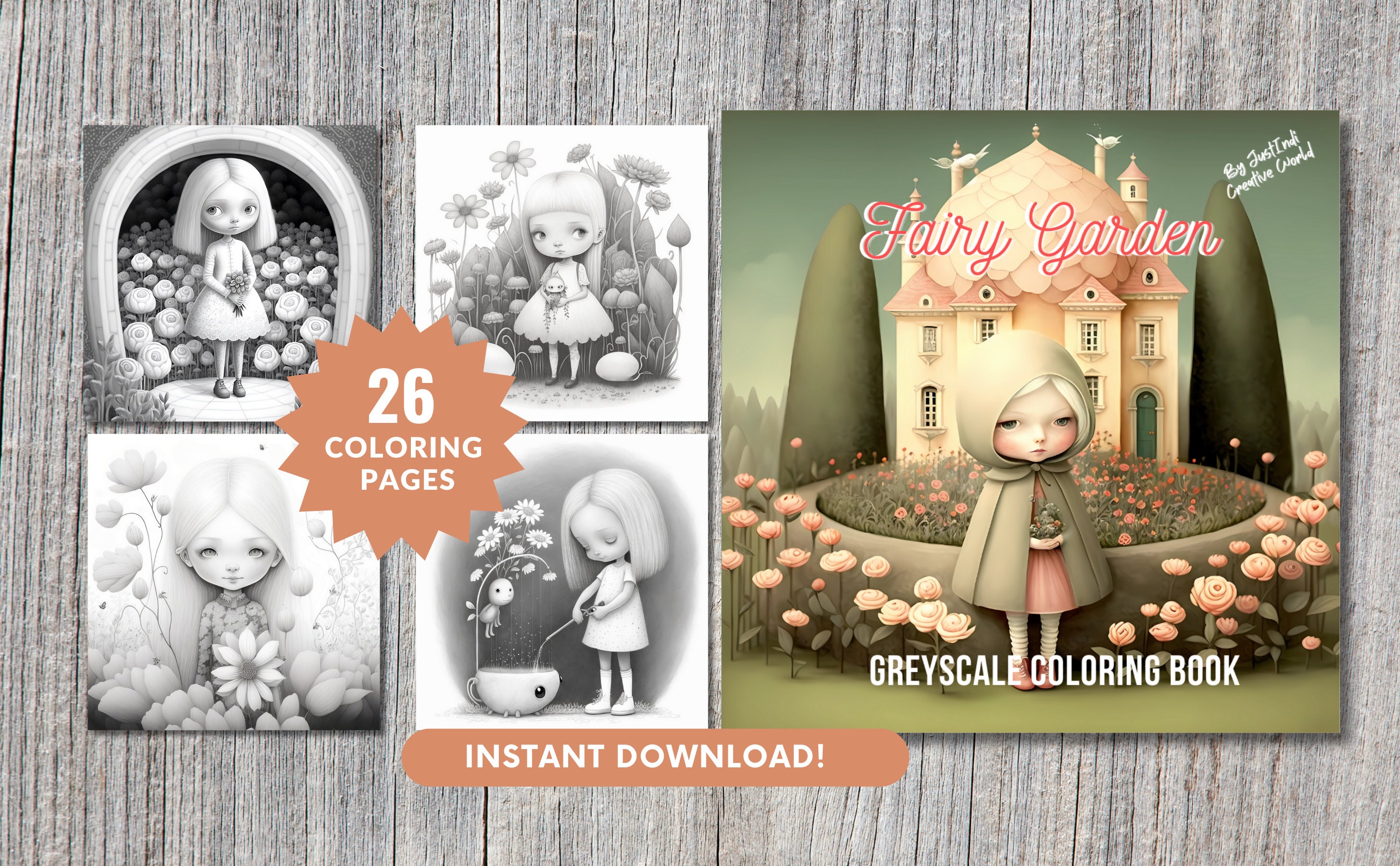 Fairy Garden Grayscale Coloring Book Instant PDF Download PDF Printable ...