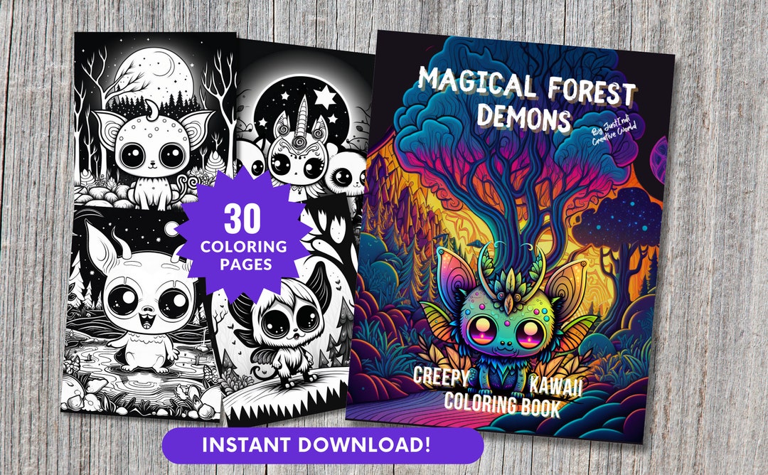 Magical Forest Demons Coloring Book Instant PDF Download , Coloring ...