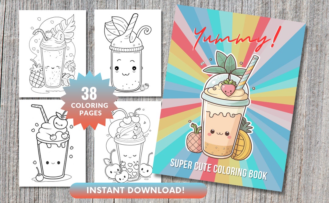 Yummy Kawaii Smoothies Coloring Book Instant PDF Download - Etsy