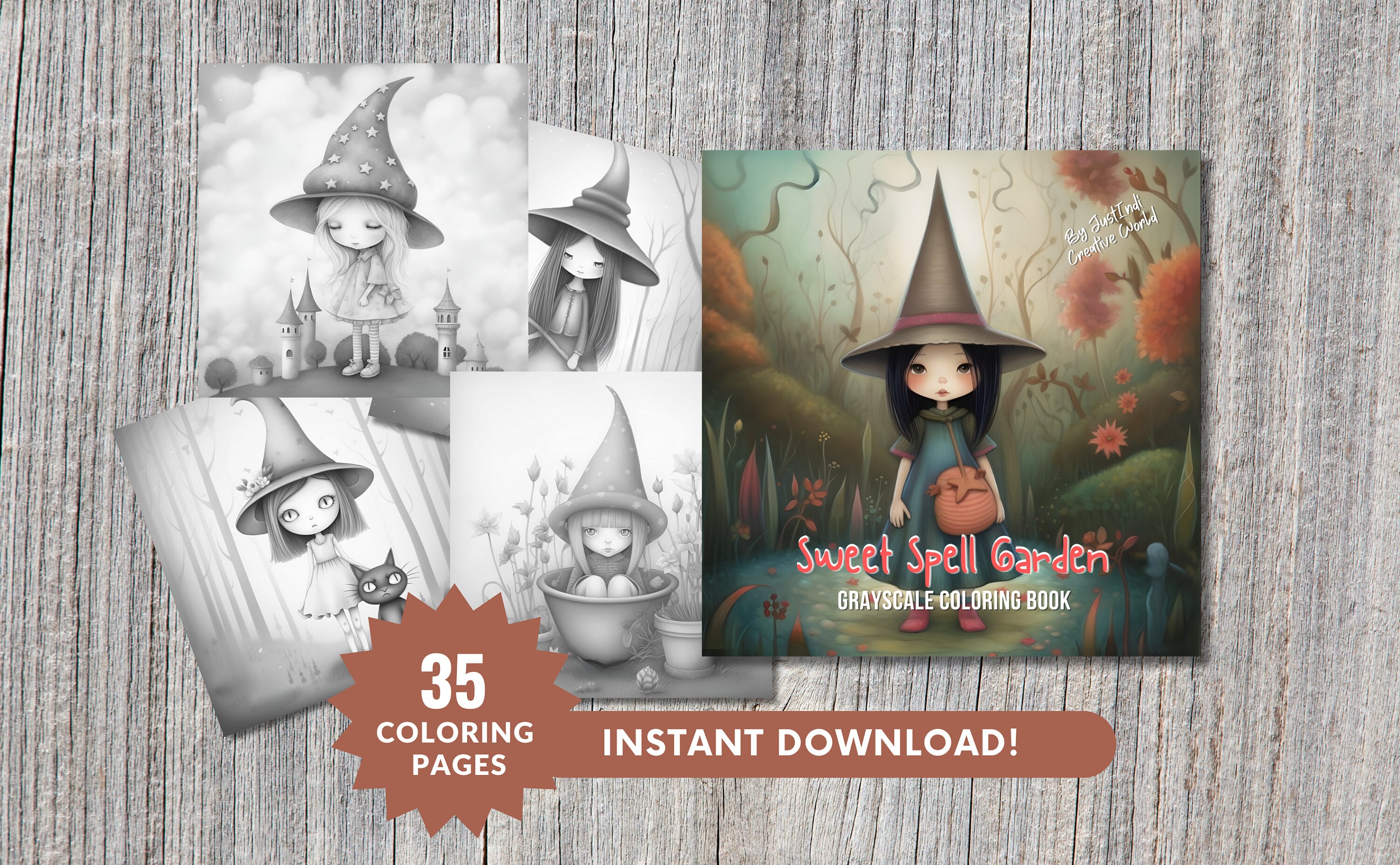 Sweet Spell Garden,grayscale Coloring Book for Adults and Teens.36 ...