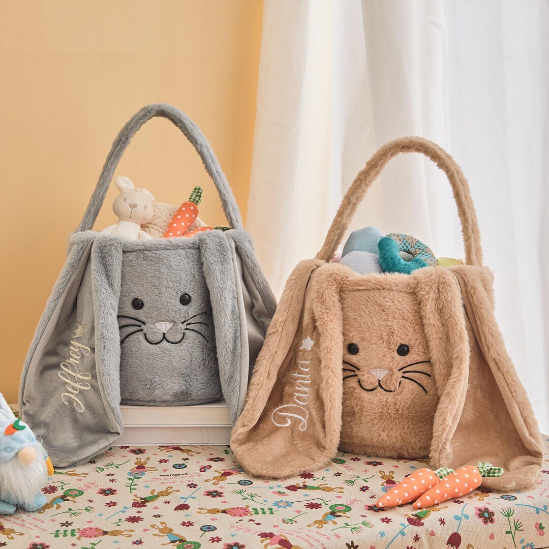 Personalised Easter Baskets - Embroidered Easter Name Baskets, Plush ...