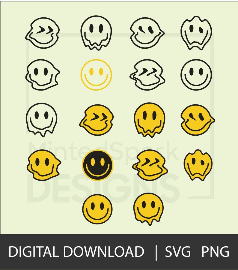 Weird Distorted Smiley Faces Vector Set 1 Digital Download SVG - Etsy