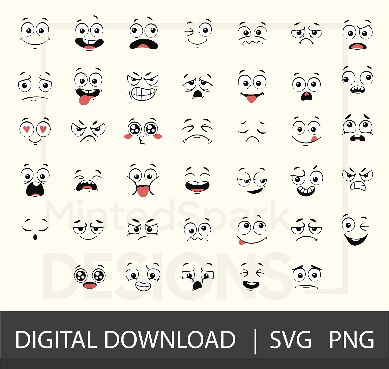 Weird Smiley Faces Vector Digital Download SVG PNG X 40 - Etsy