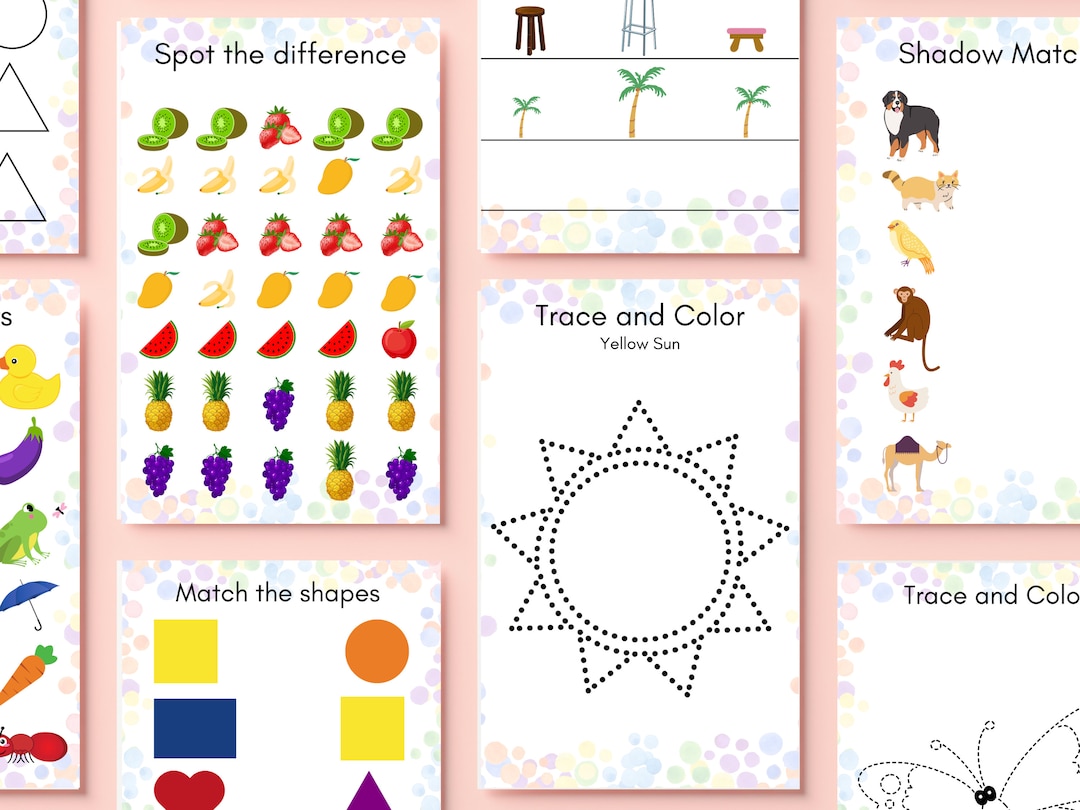 Kindergarten Preschool Worksheets Printables Matching Tracing Coloring ...