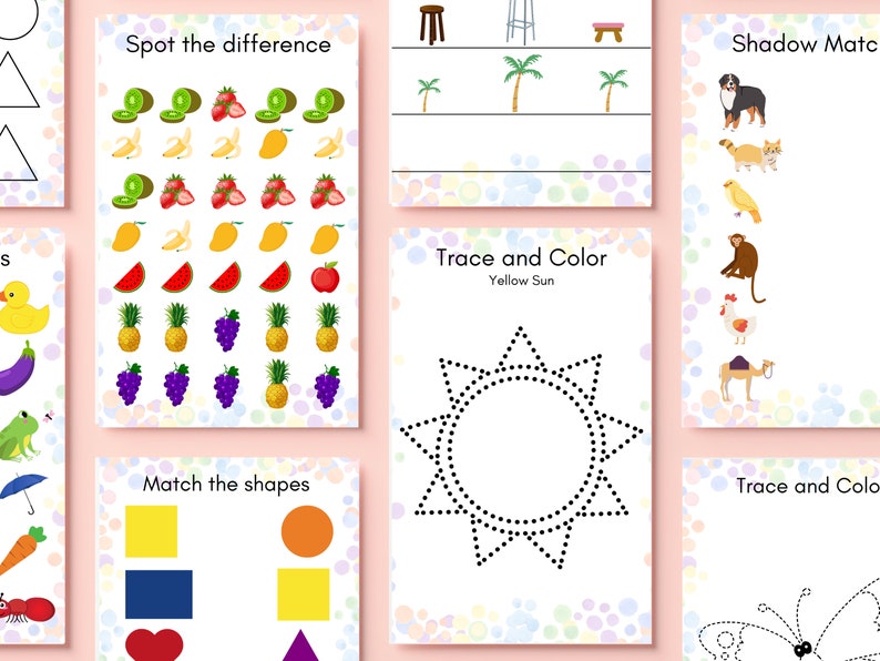 Kindergarten Preschool Worksheets Printables Matching Tracing Coloring ...